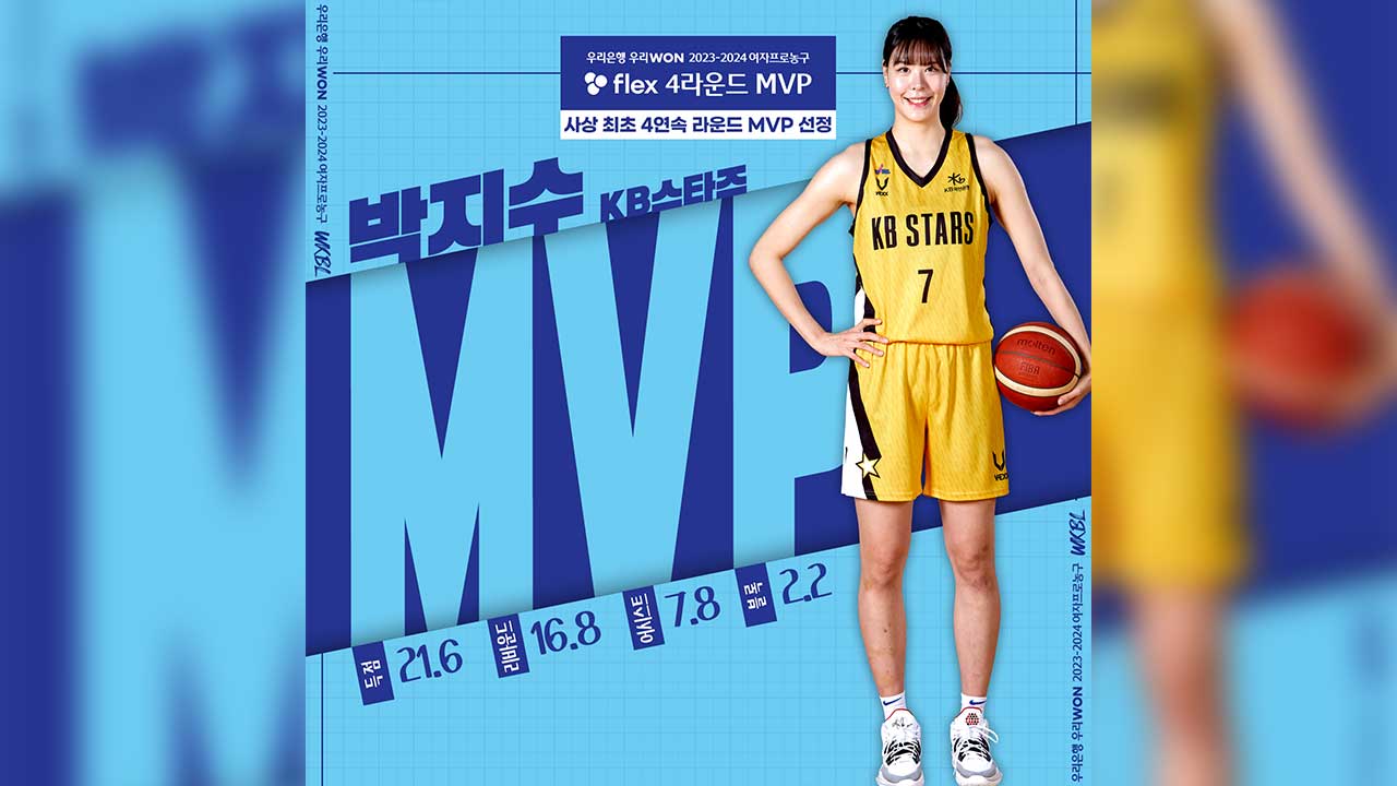 KB 박지수, 여자프로농구 최초 4연속 라운드 MVP 선정
