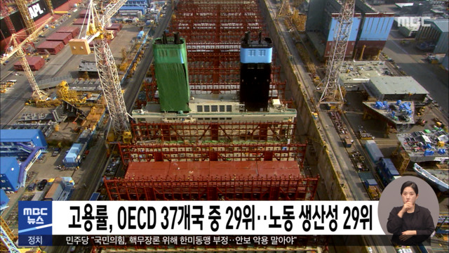 고용률, OECD 37개국 중 29위‥노동 생산성 29위